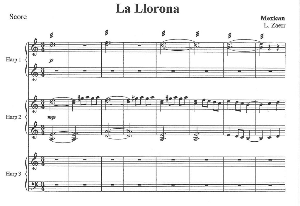 La Llorona for three harps – Folk Harp